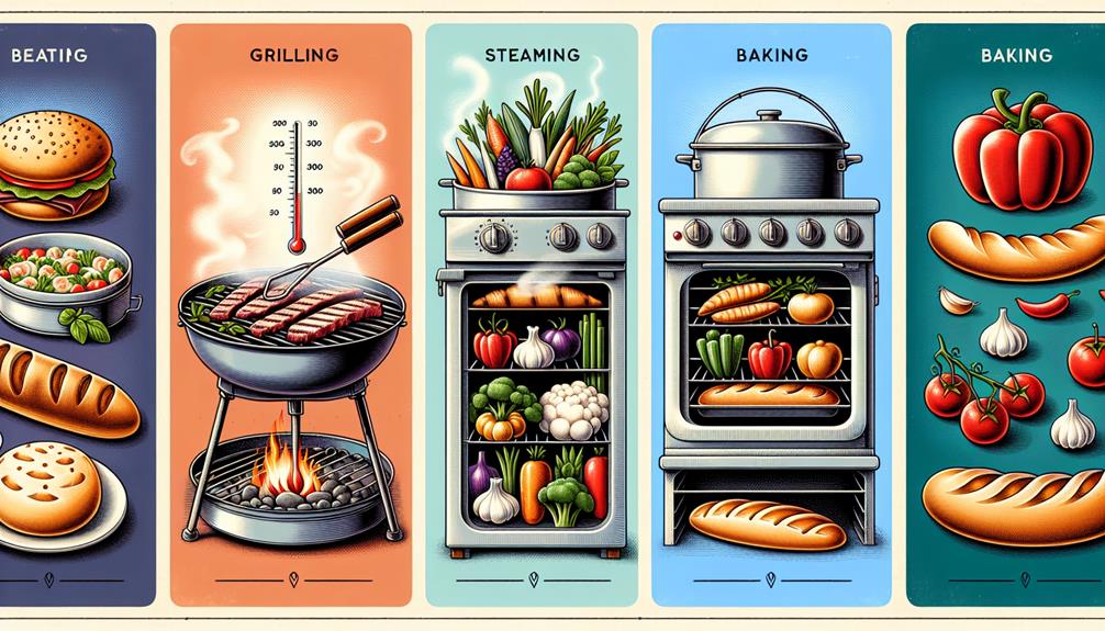 Métodos de cocción para alimentos y su temperatura.